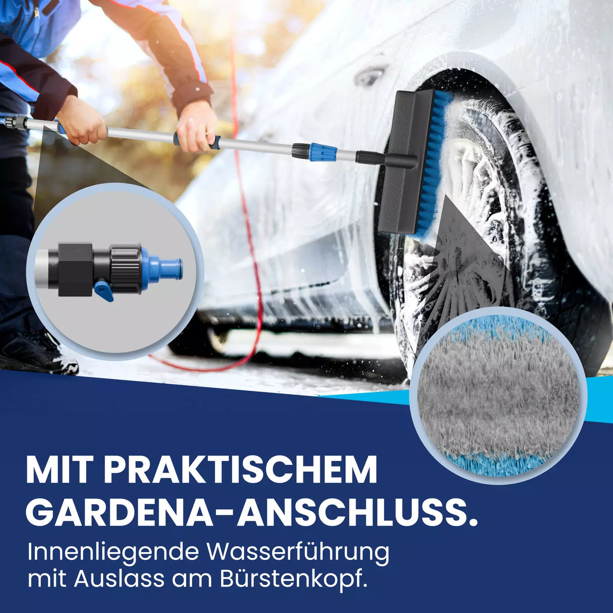 Teleskop Waschburste 4 M Mit Wasseranschluss